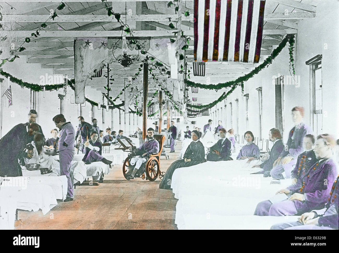 CIVIL WAR ERA PHOTOGRAPH 1861 TO 1865 INTERIOR OF UNION ARMY HOSPITAL ...