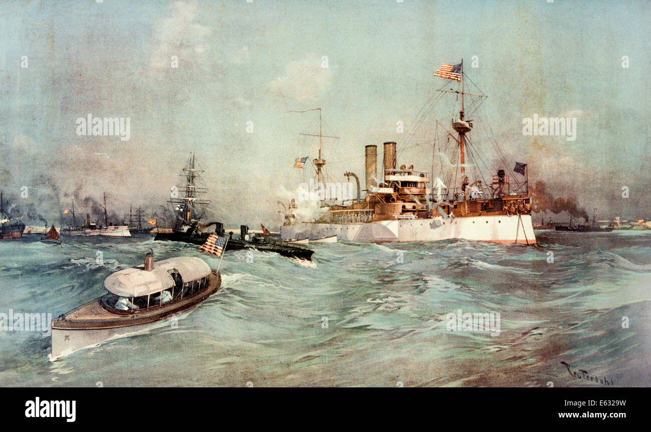 FEBRUARY 14 1898 U.S. BATTLESHIP THE MAINE IN HAVANA HARBOR SPANISH ...