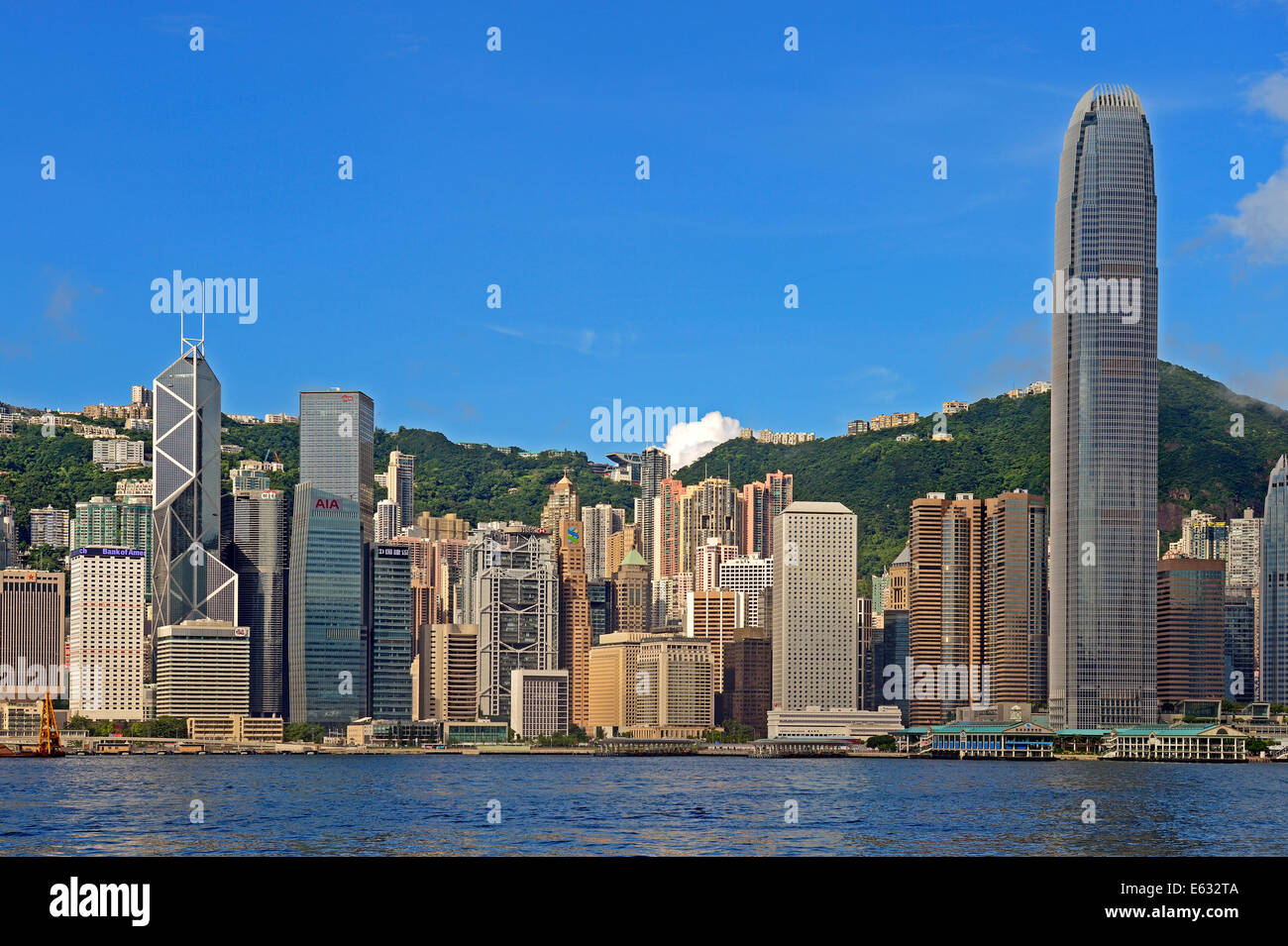 View from Kowloon on Hong Kong Island's skyline on Hong Kong River ...