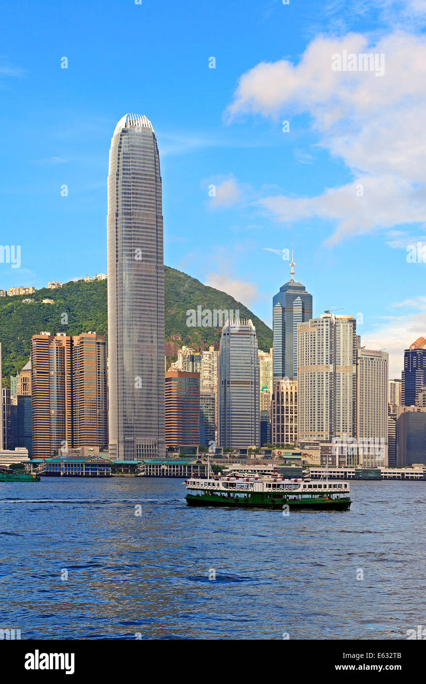 View from Kowloon on Hong Kong Island's skyline on Hong Kong River ...
