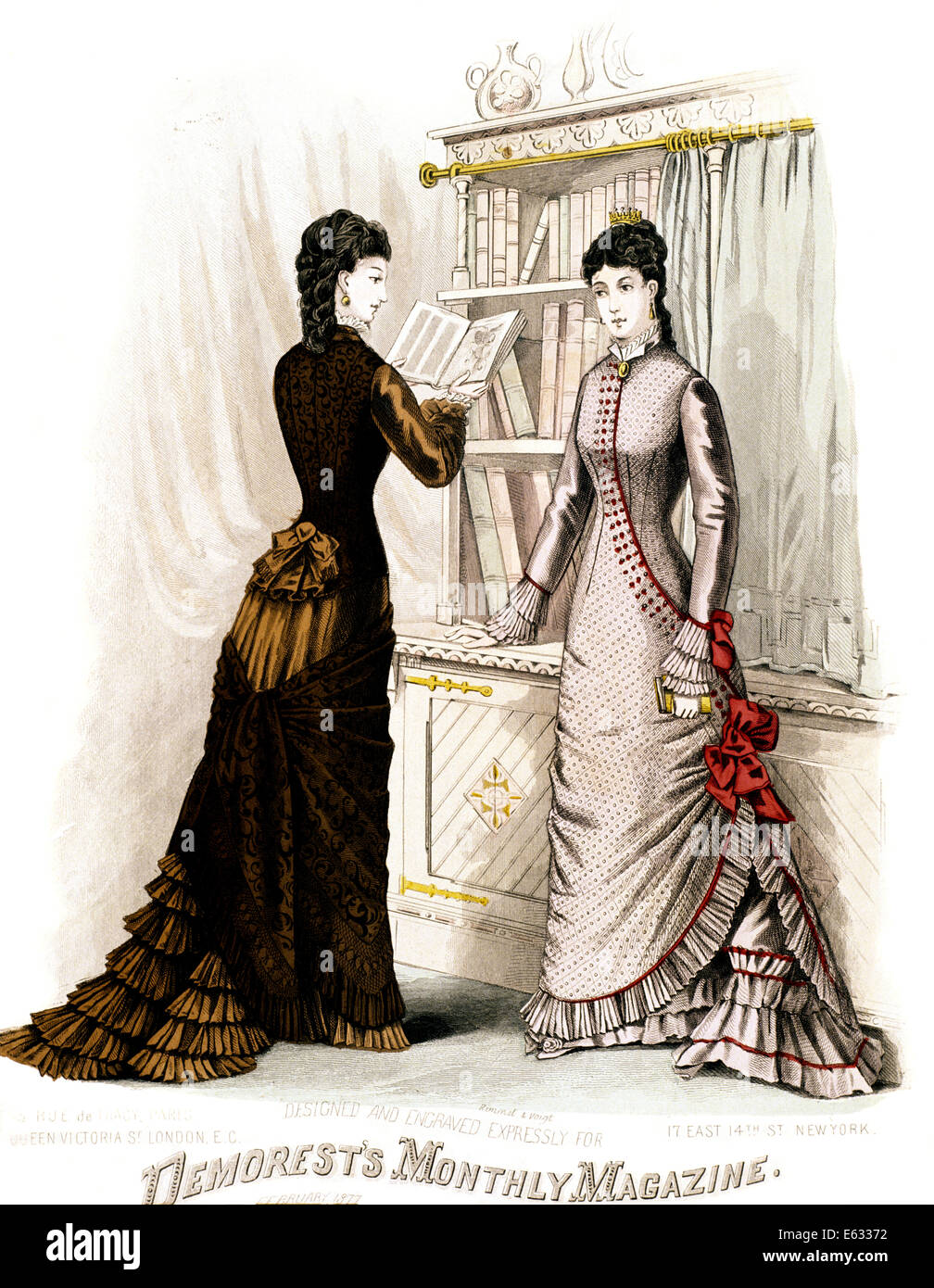 1800s 1870s WINTER DRESSES FASHION PLATE DEMOREST'S MONTHLY MAGAZINE ...