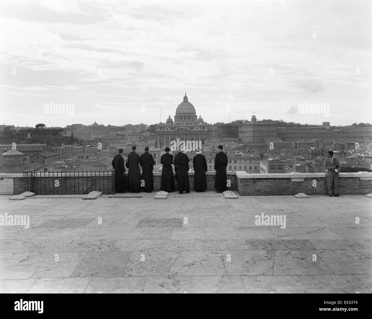 1950s ROME ITALY BACK VIEW OF STUDENT PRIESTS LINED UP BY WALL ...