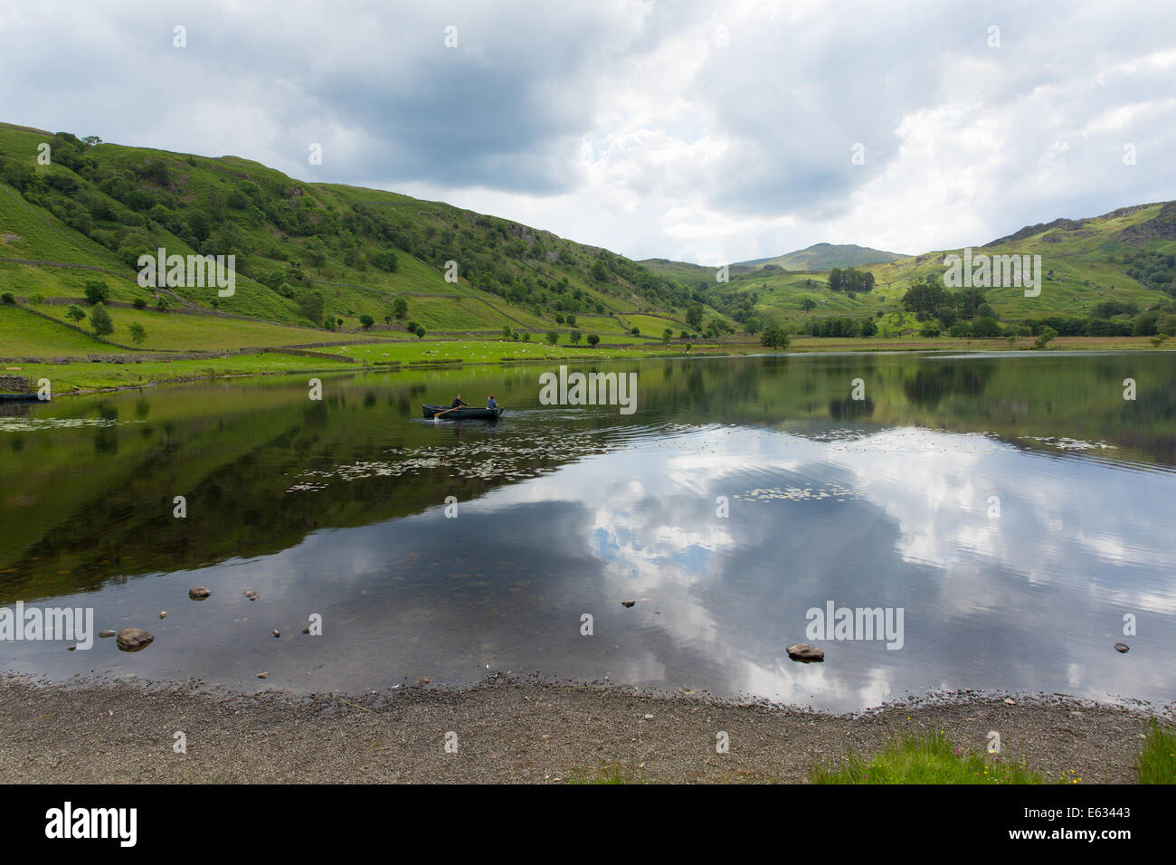 Watendlath Tarn Lake District Cumbria England calm still day between ...