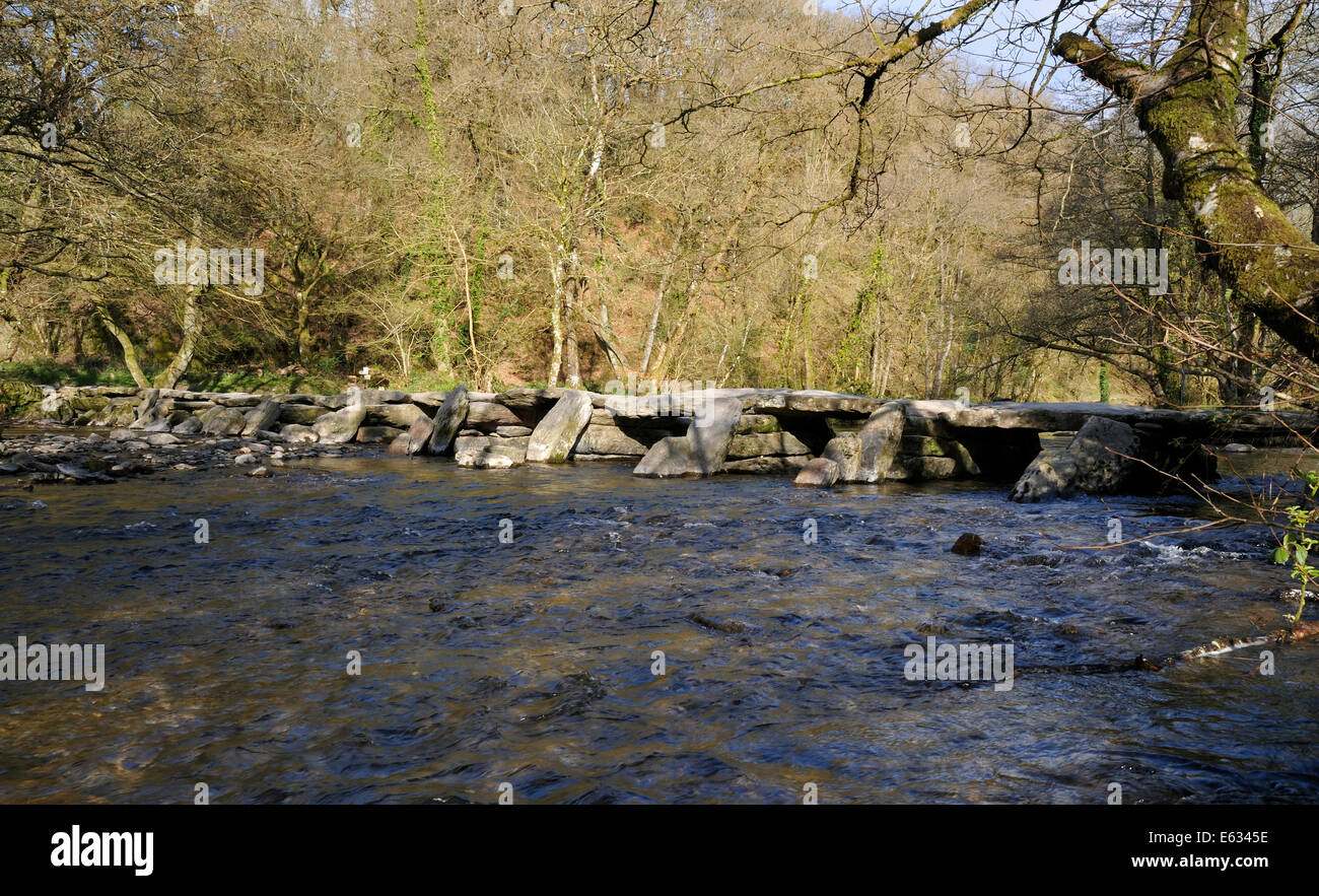Tarr Steps Clapper Bridge over River Barle near Withypool Viewed from ...