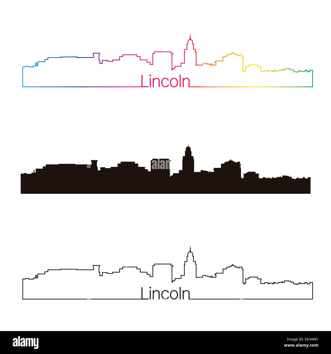 Lincoln skyline linear style Stock Photo - Alamy