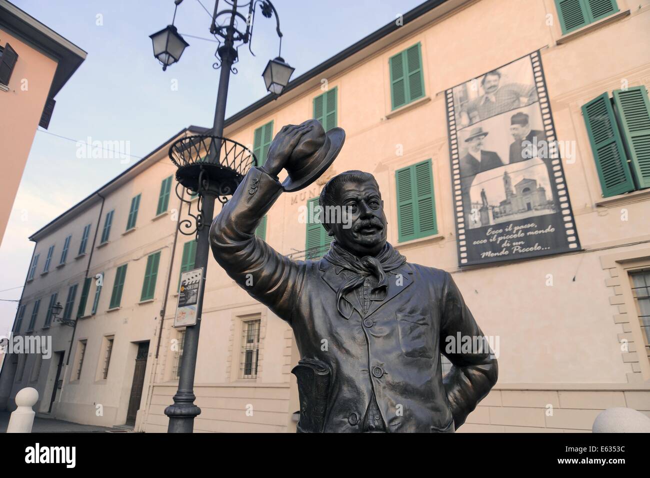 Brescello (Reggio Emilia, Italy), the statue of Peppone, in front of ...