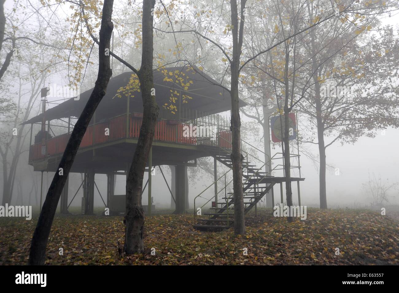 Luzzara (Reggio Emilia, Italy), house on piles on the bank of Po river ...