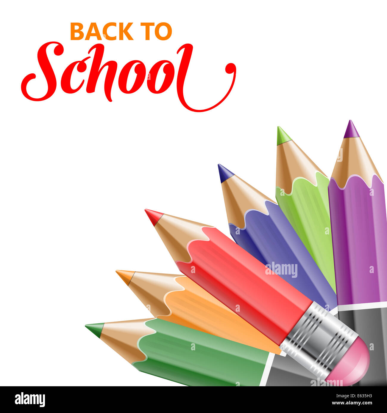Back to School Concept - Colored Pencils isolated on white background ...