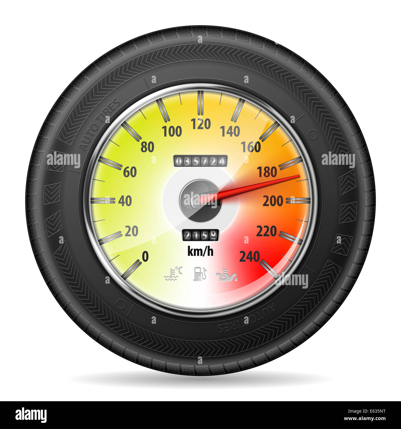 Racing Concept - Speedometer with Tire, isolated on white background ...