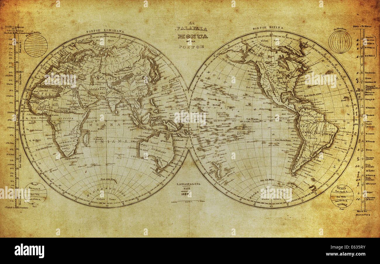 vintage map of the world 1839 Stock Photo - Alamy
