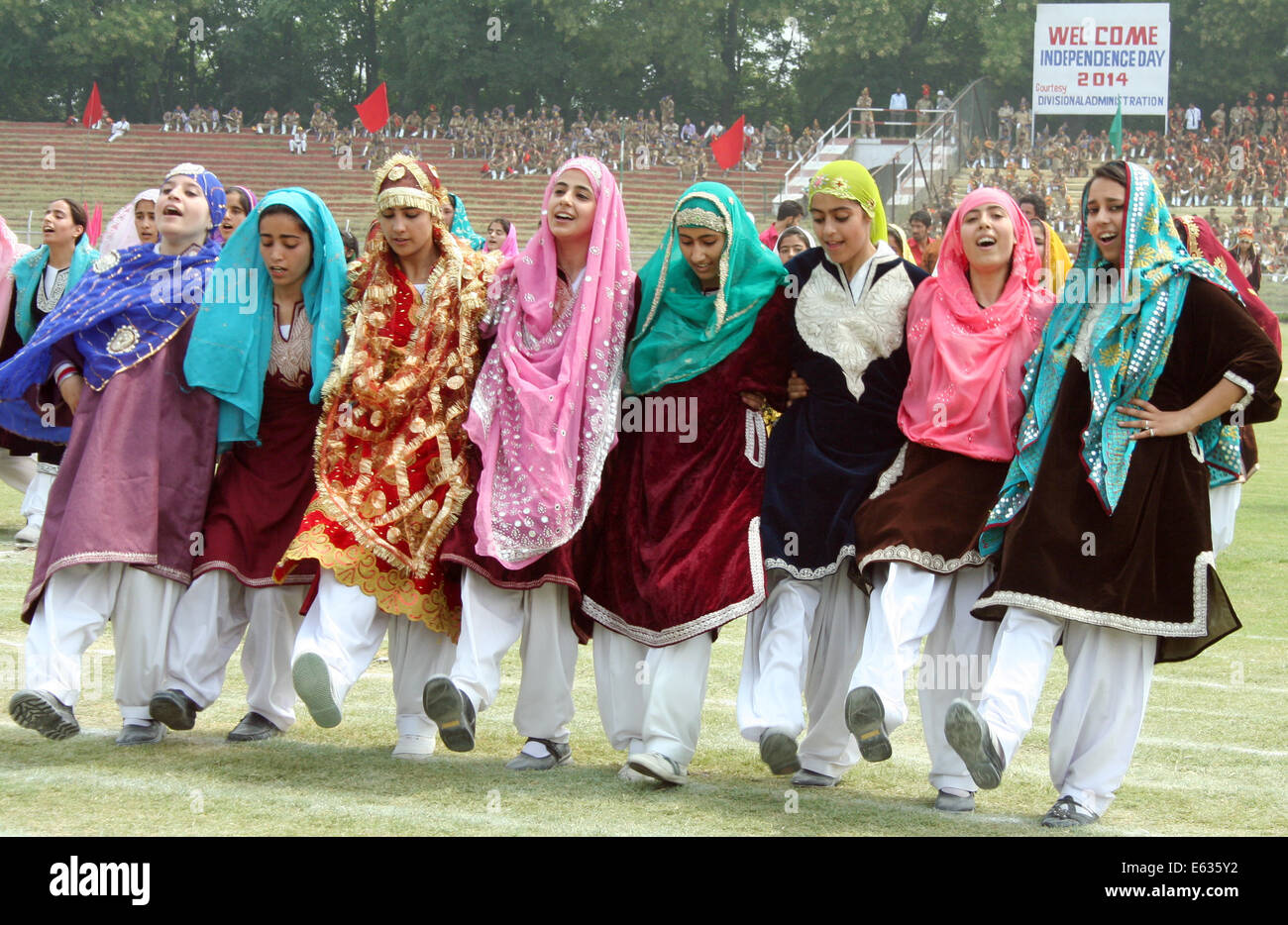 Srinagar, Indian Administered Kashmir.13 August 2014 : . A group of school childrens of many ...