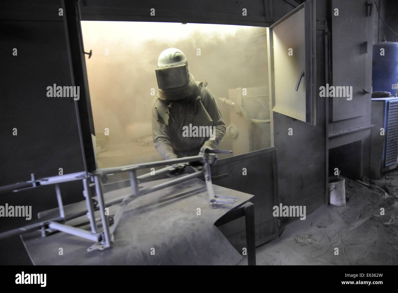 Milano, Italy, worker metals sandblaster Stock Photo - Alamy