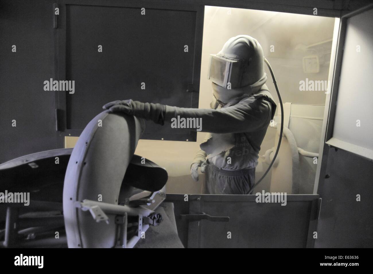 Milano, Italy, worker metals sandblaster Stock Photo - Alamy