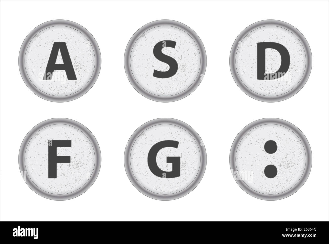 The typewriter keys ASDFFG y over a white background Stock Photo - Alamy