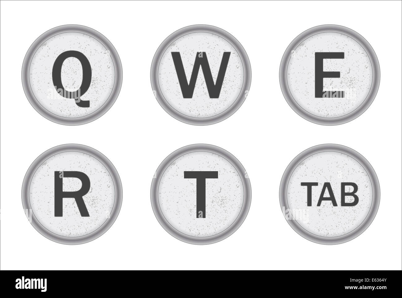The typewriter keys QWERT and the TAB key over a white background Stock ...