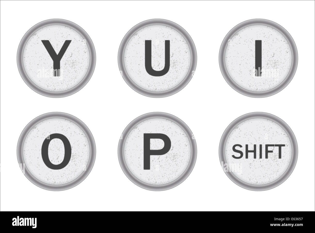 The typewriter keys YUIOP over a white background Stock Photo - Alamy
