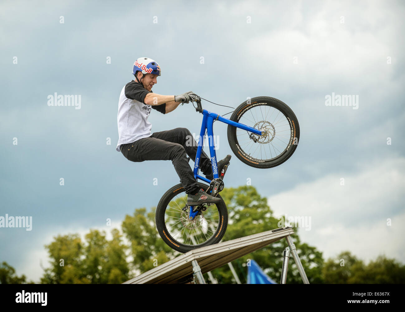 Danny MacAskill performs his Drop and Roll road show at the Belladrum ...