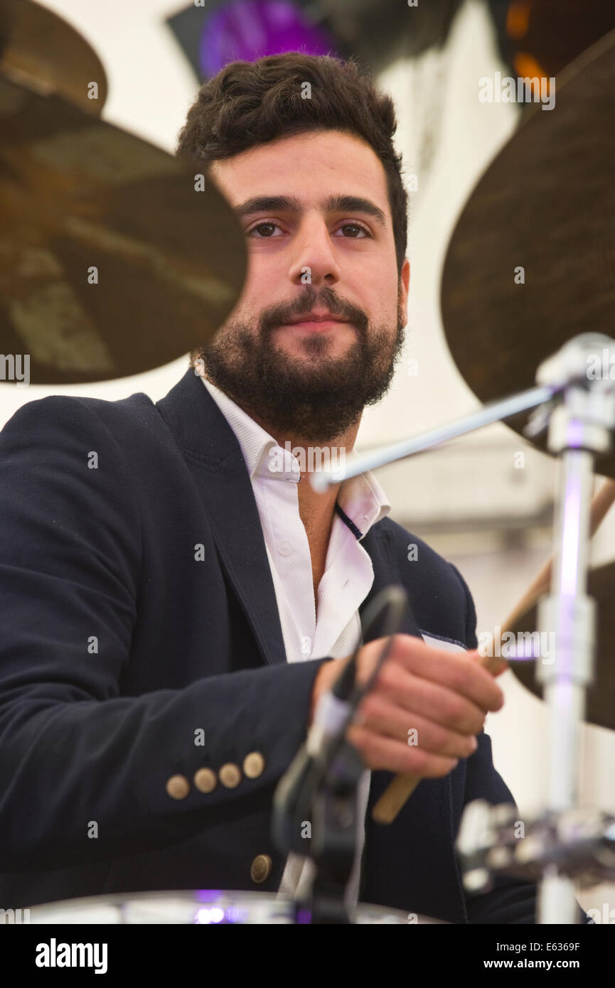Drummer Pedro Segundo playing with the Dennis Rollins Velocity Trio on ...
