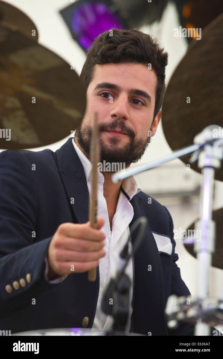 Drummer Pedro Segundo playing with the Dennis Rollins Velocity Trio on ...