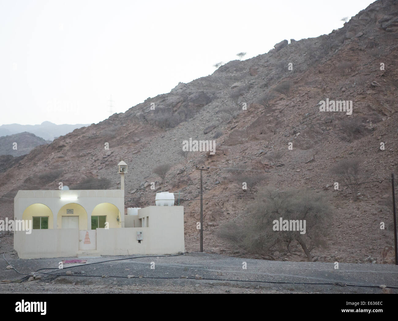 Road side mosque at dusk, Dibba, Fujairah, United Arab Emirates Stock ...