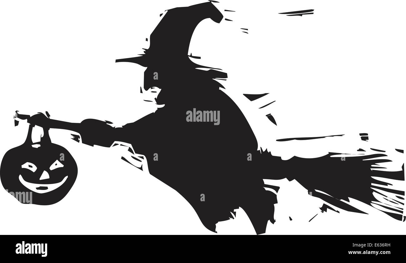 Shadow of a flying witch with a Jack-o-Lantern Stock Vector Image & Art ...