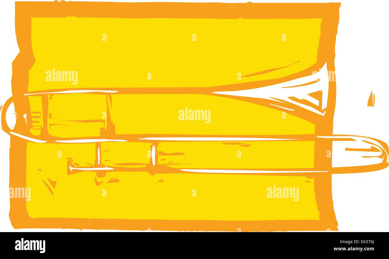 Woodcut image of a trombone on an orange background Stock Vector Image ...