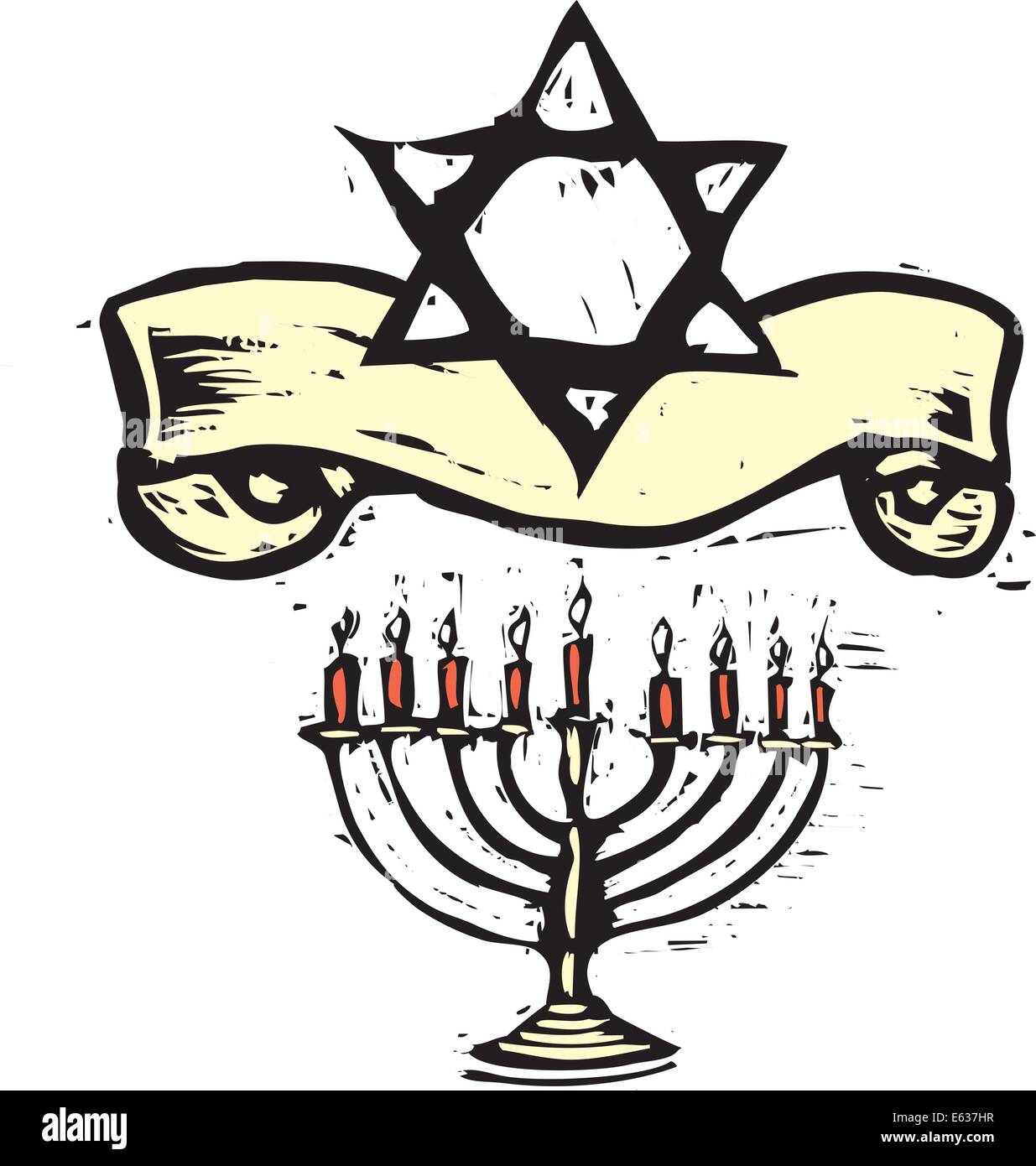 Menorah With Candles And Star Of David