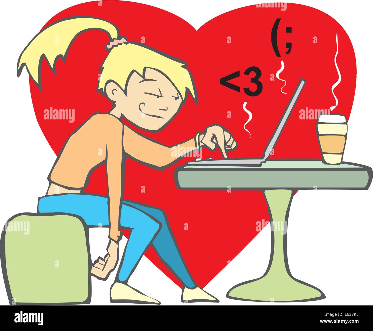 Coffee laptop woman in Stock Vector Images - Alamy