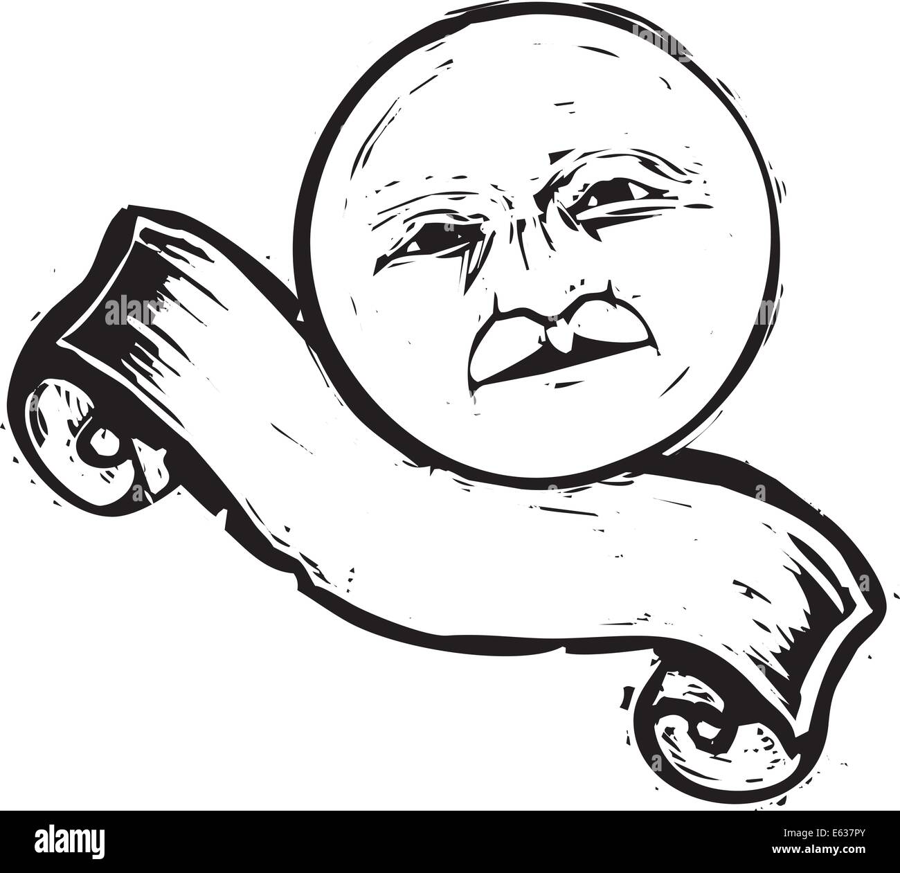 Angry Moon Memes Moon Banner With A Face And Scroll Stock Vector Image