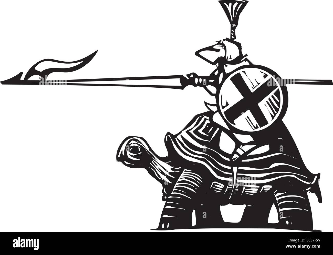 Woodcut style Knight in armor riding a turtle Stock Vector Image & Art ...
