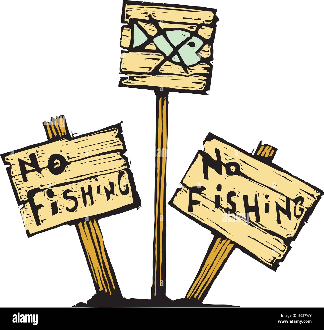No Fishing Sign Vector