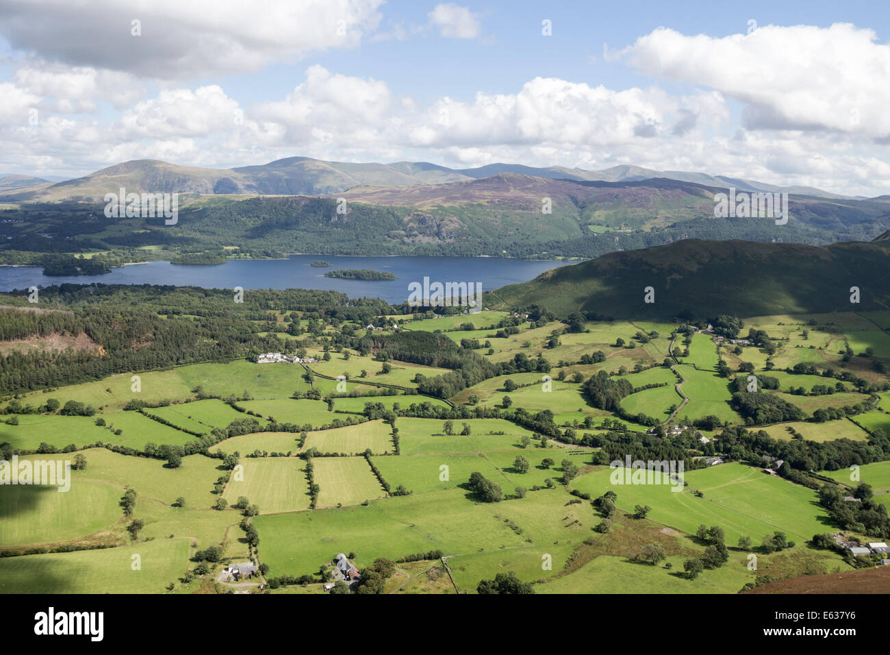 Derwent Water from Barrow Hill in Summer Lake District Cumbria UK Stock ...