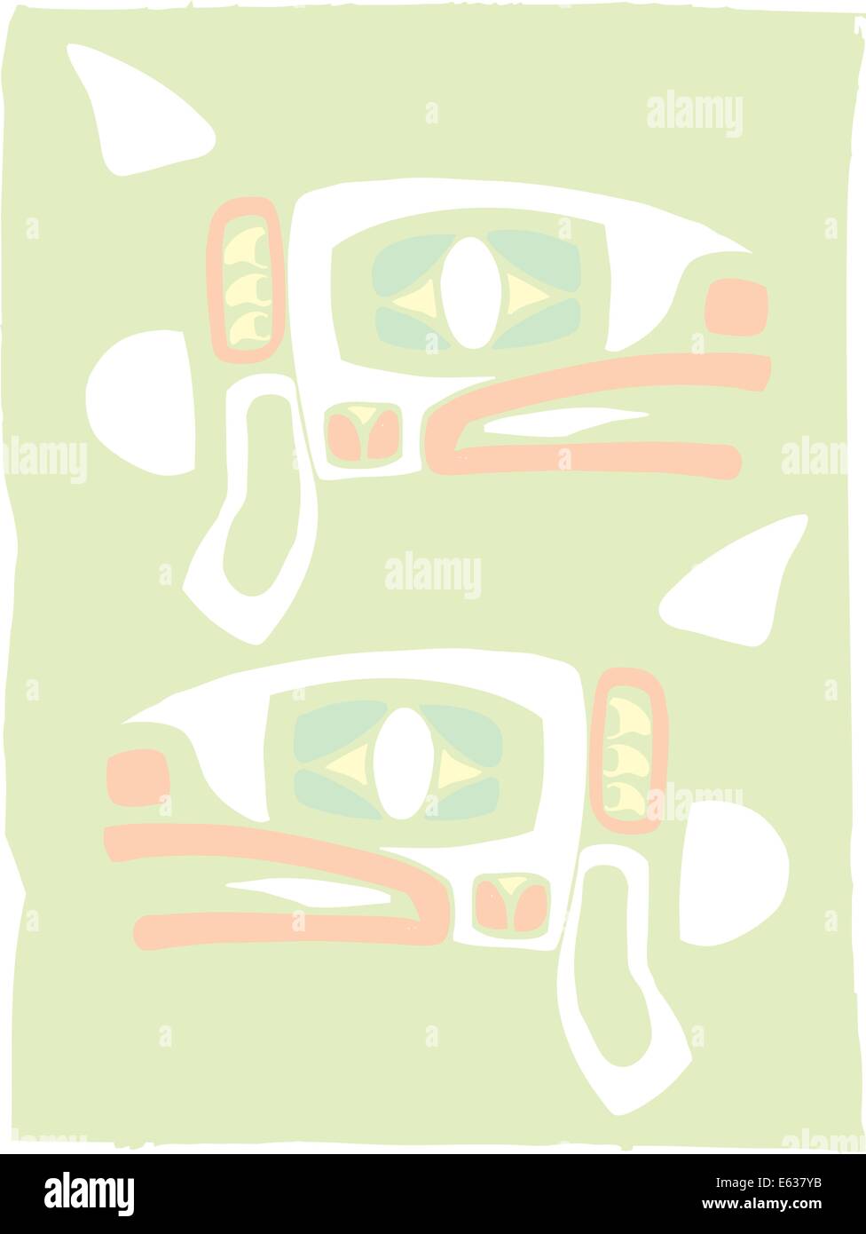 Two Spinning Whales in the style of Northwest Coast Native imagery ...