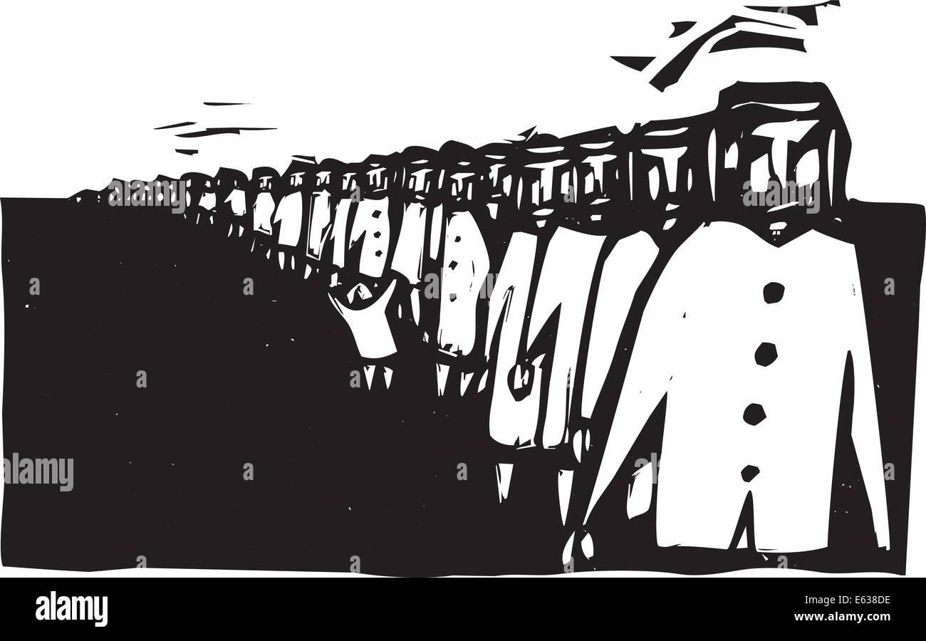 Long row of people rendered in a rough style wait in line Stock Vector ...