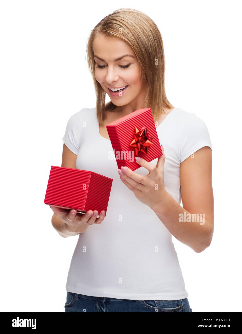 smiling girl with gift box Stock Photo - Alamy