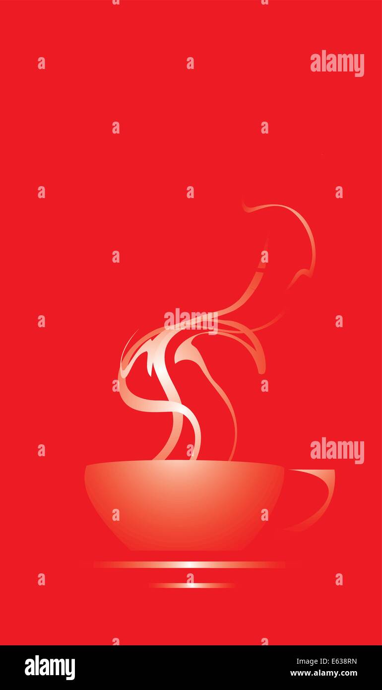Coffee cup on a red background with steam coming out Stock Vector Image ...