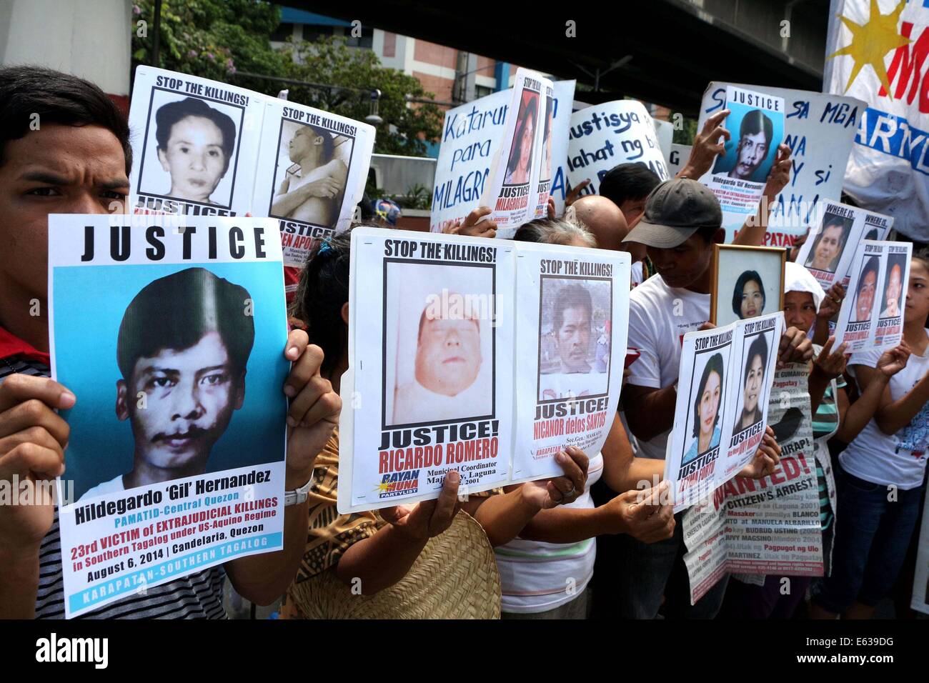 Manila City, Philippines. 13th Aug, 2014. Human rights group KARAPATAN ...