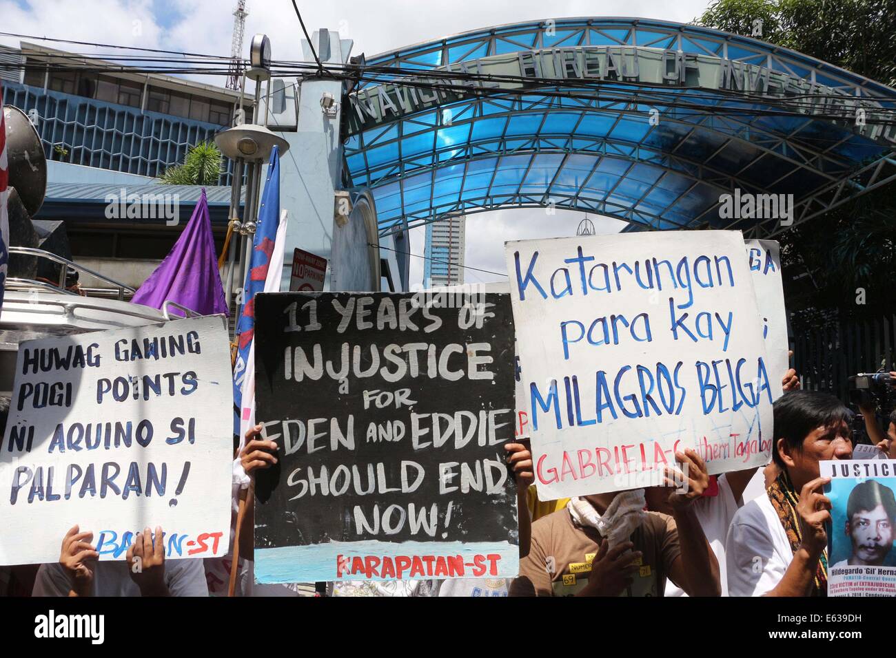 Manila City, Philippines. 13th Aug, 2014. Human rights group KARAPATAN ...