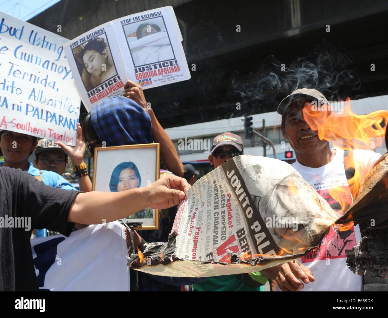 Manila City, Philippines. 13th Aug, 2014. Human rights group KARAPATAN ...