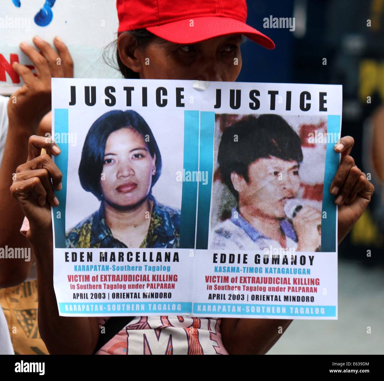 Manila City, Philippines. 13th Aug, 2014. Human rights group KARAPATAN ...