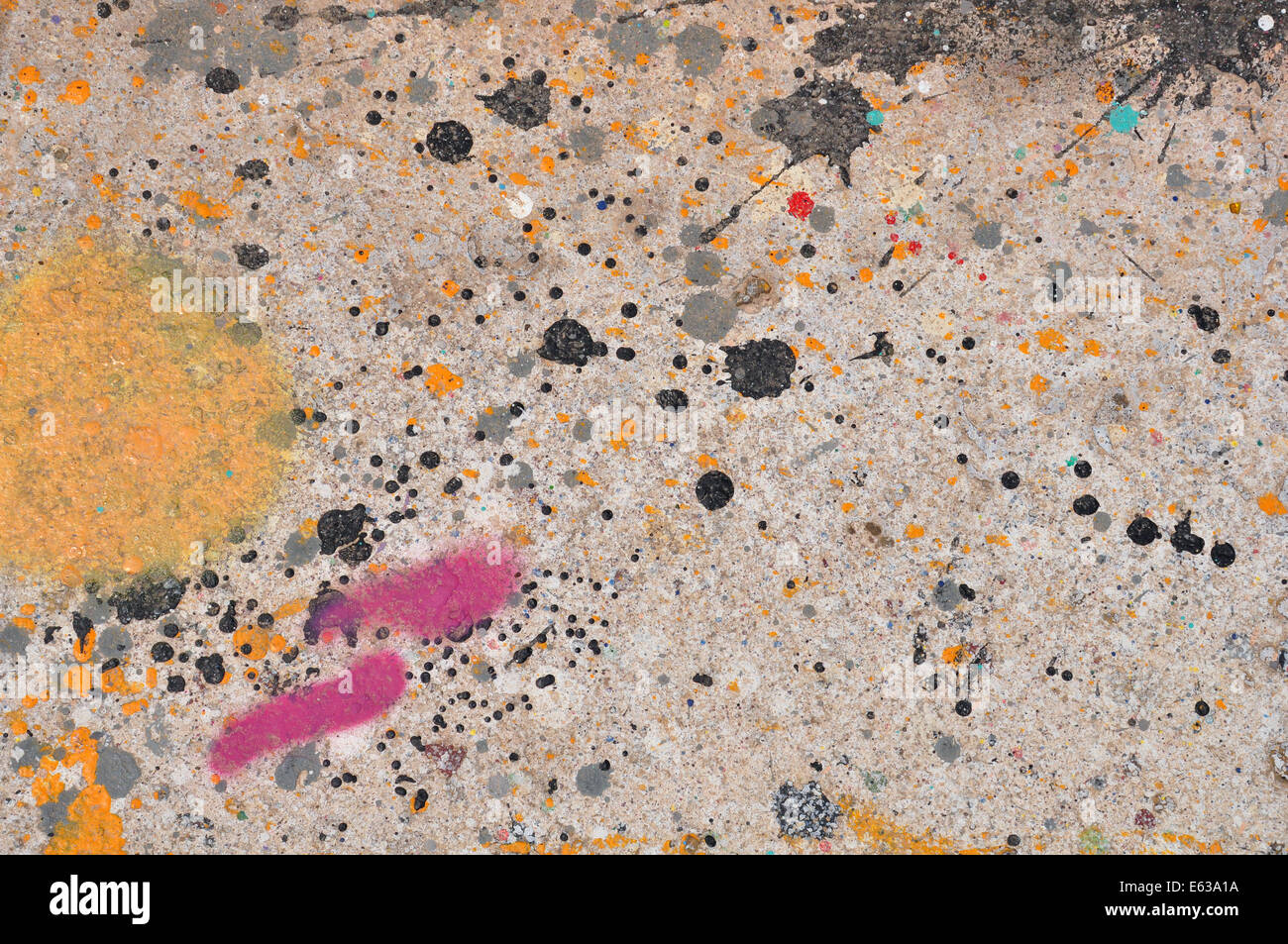 Colorful paint stains on concrete abstract artistic background texture ...