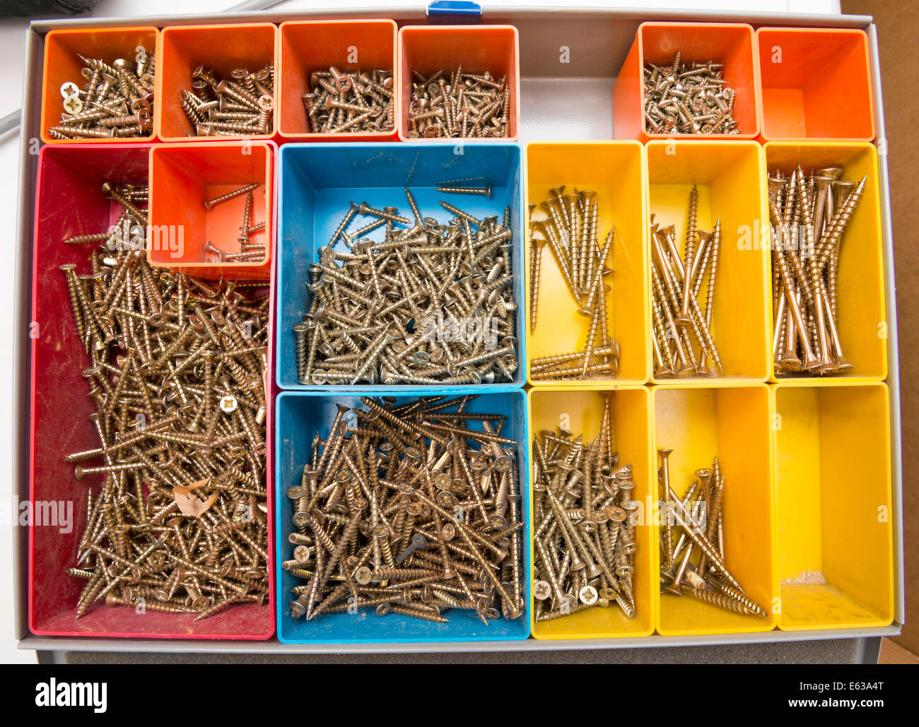 Boxes of screws Stock Photo - Alamy