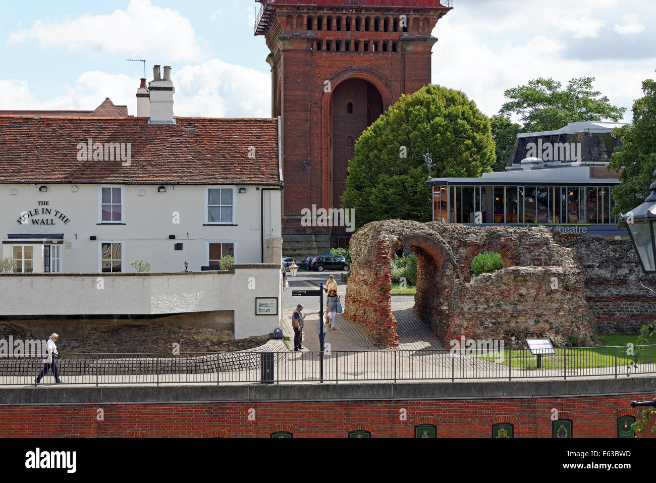 A view of the Roman, Balkerne Gate in Colchester,UK. With Victorian ...