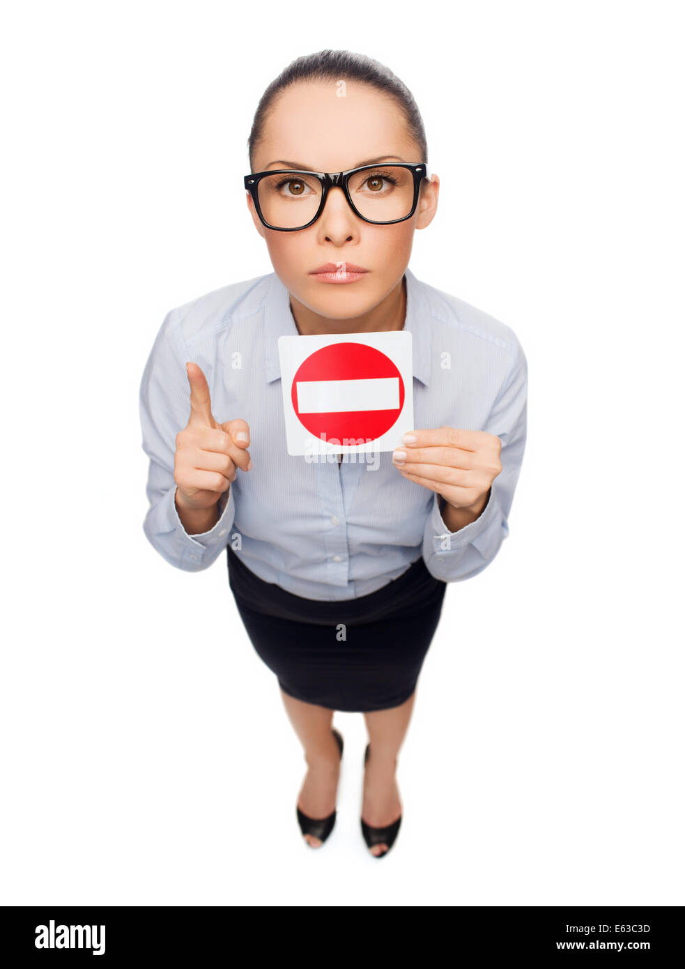 concerned businesswoman showing stop sign Stock Photo - Alamy