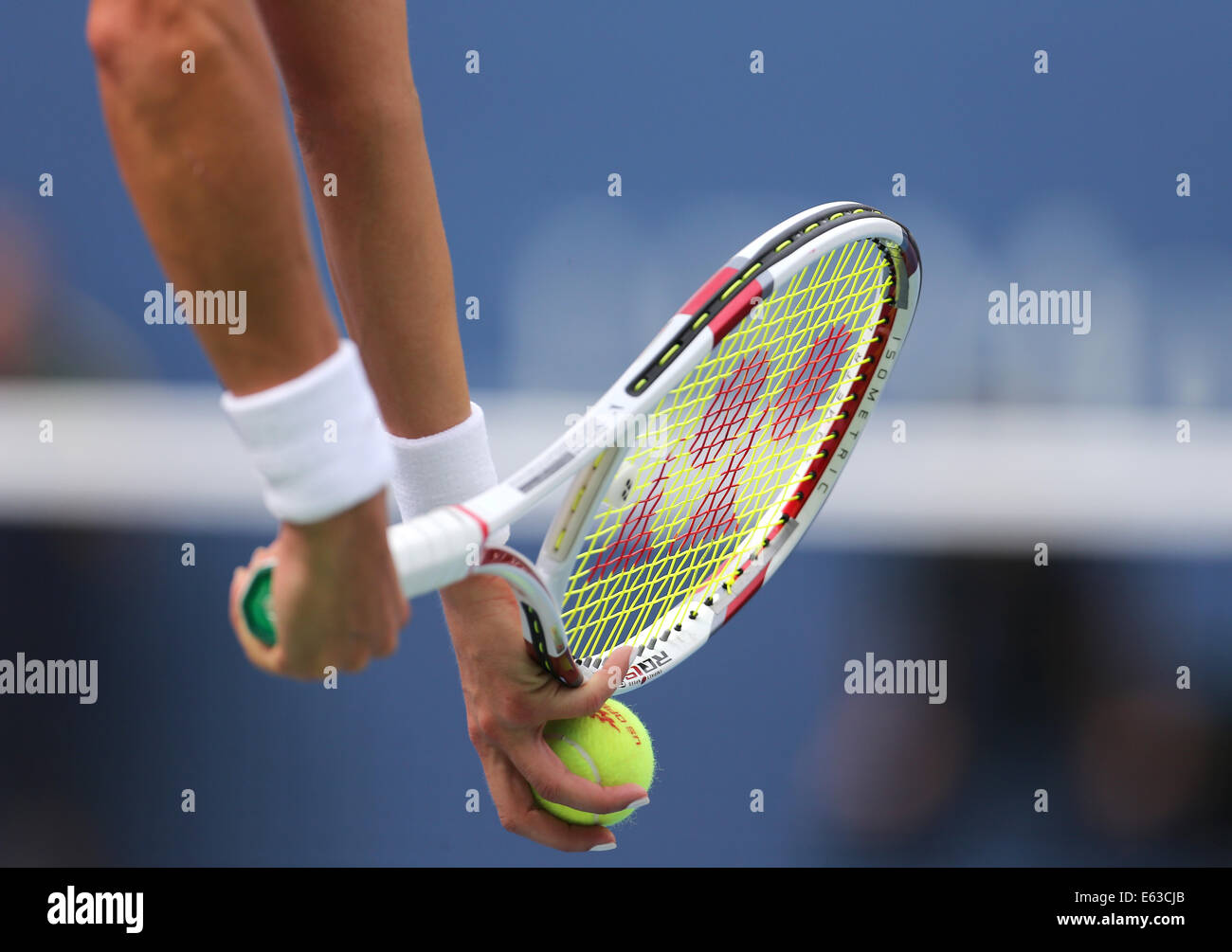 Hands of tennis player holding tennis racket and ball Stock Photo - Alamy