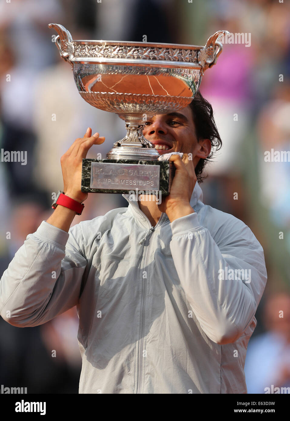 Rafael Nadal (ESP) with trophy,French Open 2014,Roland Garros, Paris ...