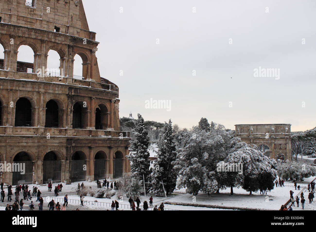 ROME - FEB 4: Colosseum after the heavy snowfall on February 4, 2012 in ...