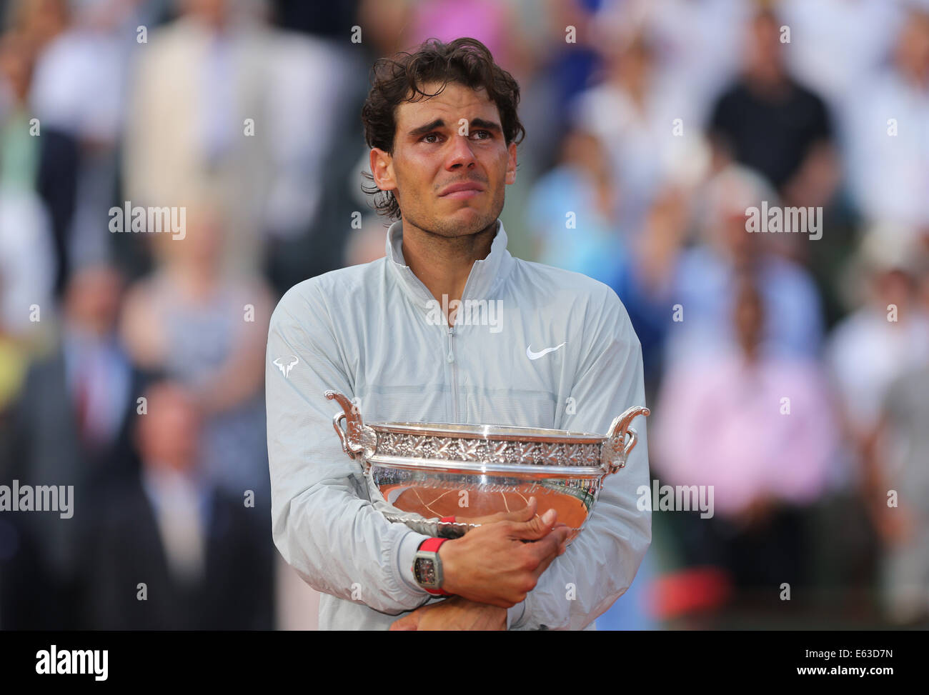 Rafael Nadal (ESP) with trophy,French Open 2014,Roland Garros, Paris ...