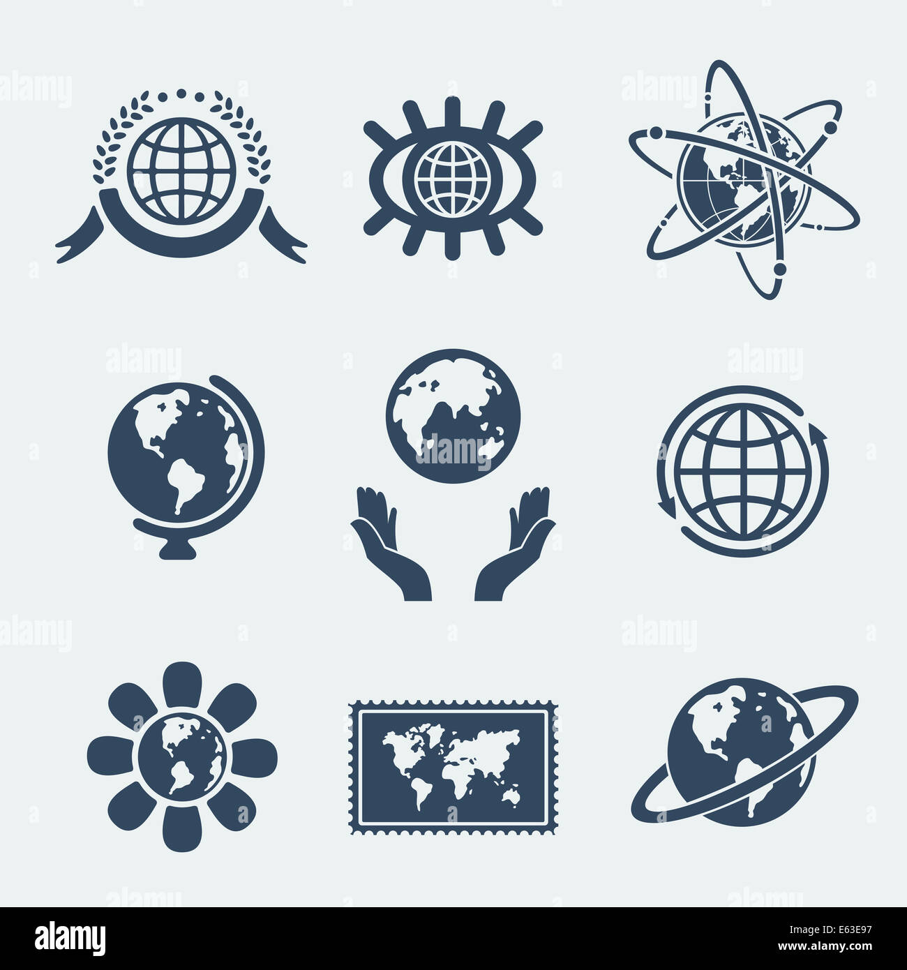 Set of symbols planet earth Stock Photo - Alamy