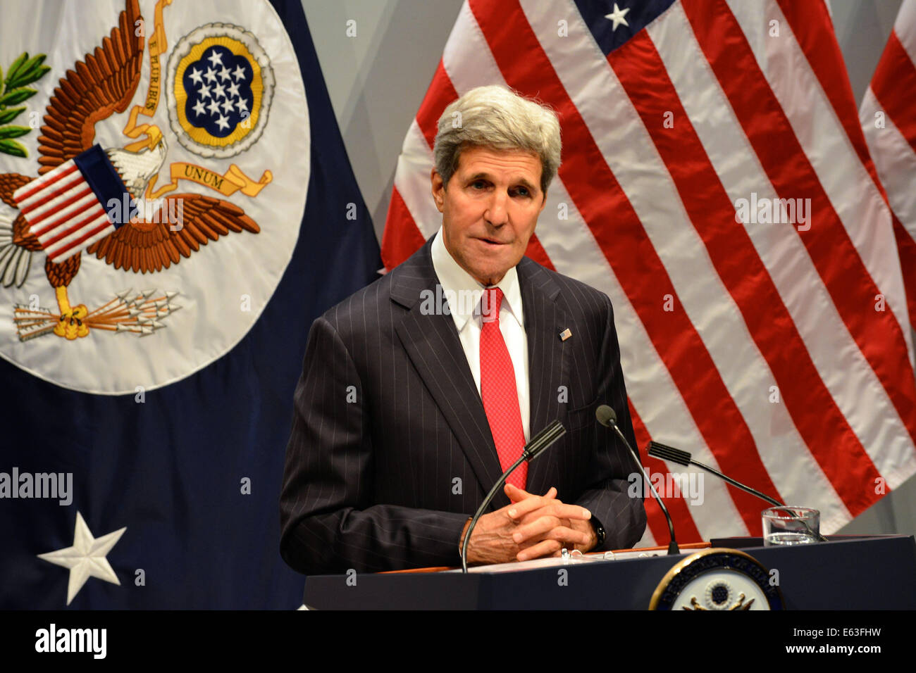 U.S. Secretary of State John Kerry hosts a swearing-in ceremony for the ...